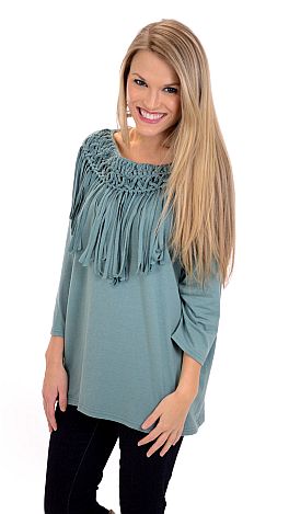 Knit Knack Fringe Top - Tops - The Blue Door Boutique