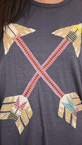 Patchwork Arrows Tee - Tops - The Blue Door Boutique