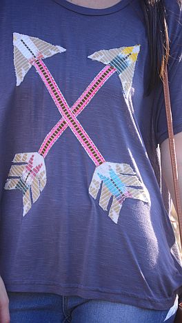 Patchwork Arrows Tee - Tops - The Blue Door Boutique