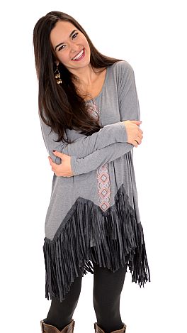 Missy Robertson Fringe Tunic - Tops - The Blue Door Boutique
