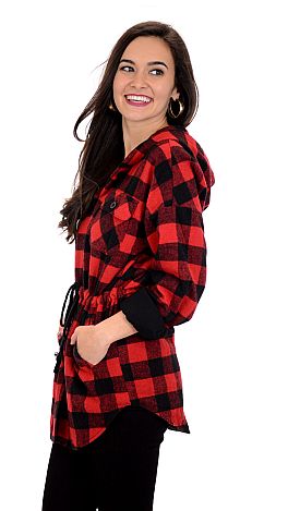 Buffalo Check Tunic Jacket - SALE - The Blue Door Boutique