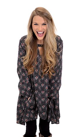 Fig Print Tunic - Tops - The Blue Door Boutique