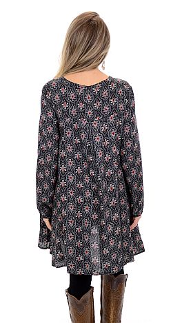 Fig Print Tunic - Tops - The Blue Door Boutique