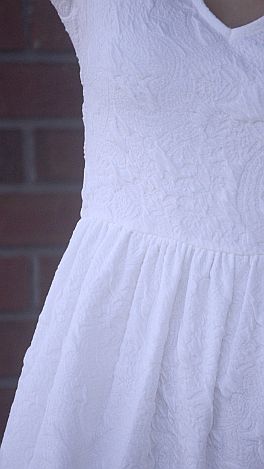 Textured Stretch Dress, White - The Blue Door Boutique