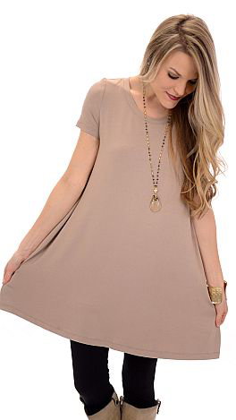 Easy Choice Dress, Taupe - Dresses - The Blue Door Boutique