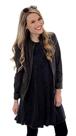 Weathered Away Tunic, Black - Dresses - The Blue Door Boutique