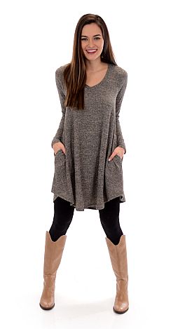 Run the Rib Light Tunic - Dresses w/ Sleeves - Dresses - The Blue Door ...