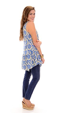 Ruffle Bottom Embroidered Tunic - SALE - The Blue Door Boutique