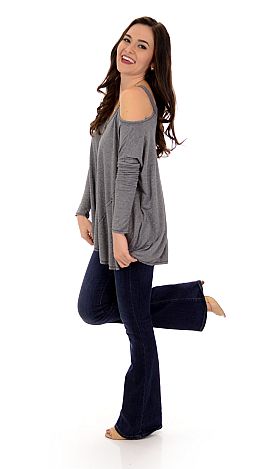 Smooth Operator Top, Gray - Tops - The Blue Door Boutique