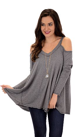 Smooth Operator Top, Gray - Tops - The Blue Door Boutique