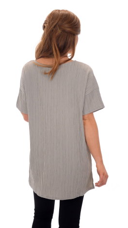 Textured Stretch Top, Gray - Tops - The Blue Door Boutique