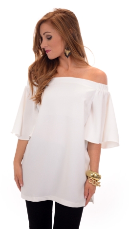 Off Kilter Top, Off White - Tops - The Blue Door Boutique