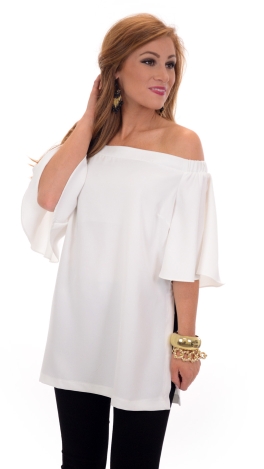 Off Kilter Top, Off White - Tops - The Blue Door Boutique