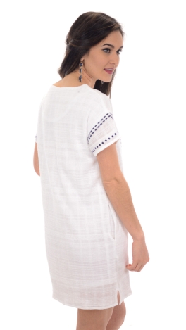 Embroidered Stripes Frock - Dresses - The Blue Door Boutique