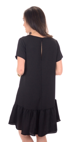 Ruffle Bottom Dress, Black - The Blue Door Boutique