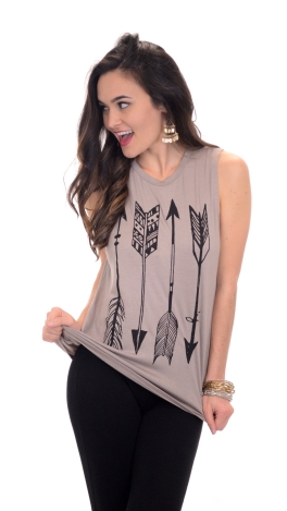 2 Way Arrow Tank - Tops - The Blue Door Boutique