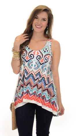 Ikat Tribe Tank - Tops - The Blue Door Boutique