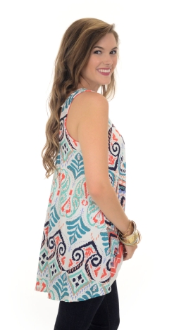 Ikat Tribe Tank - Tops - The Blue Door Boutique