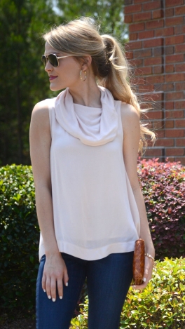 Summer Cowl Neck Tank - Tops - The Blue Door Boutique