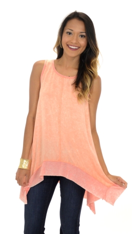 Ribbed Trim Tank, Peach - SALE - The Blue Door Boutique