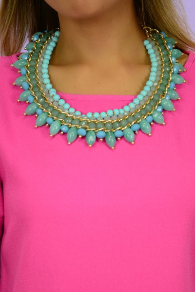 Eye Catching Necklace, Mint - The Blue Door Boutique