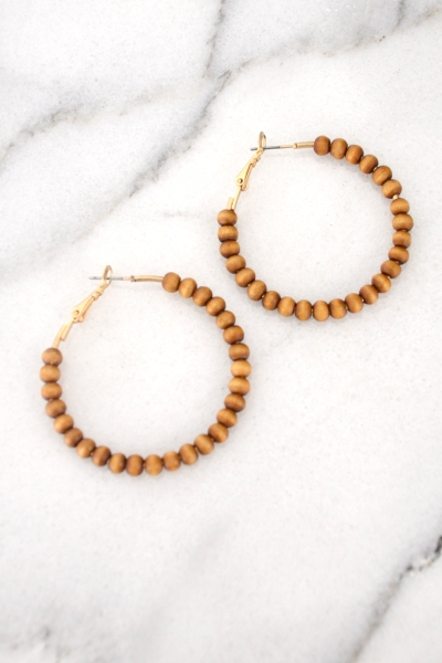 Wood Stack Hoop - Accessories - The Blue Door Boutique
