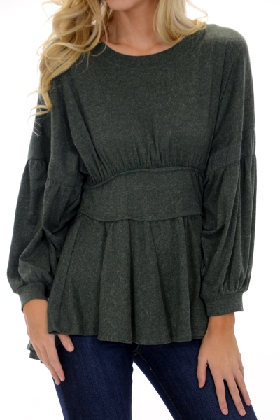 Cumberbun Top, Olive - SALE - The Blue Door Boutique