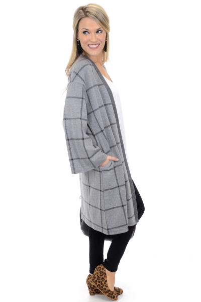 Window Pane Cardigan - The Blue Door Boutique