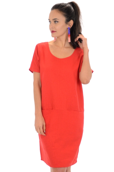 Classic Linen Shift, Red - Dresses w/ Sleeves - Dresses - The Blue Door ...