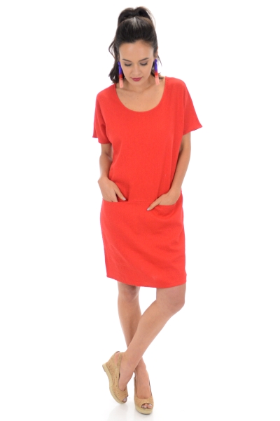 Classic Linen Shift, Red - Dresses w/ Sleeves - Dresses - The Blue Door ...