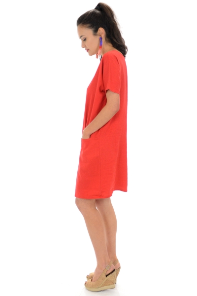 Classic Linen Shift, Red - Dresses w/ Sleeves - Dresses - The Blue Door ...