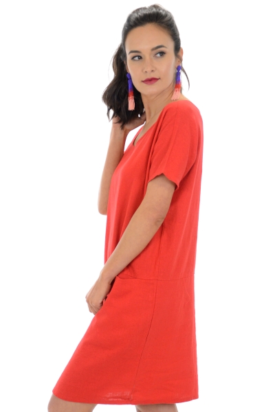 Classic Linen Shift, Red - Dresses w/ Sleeves - Dresses - The Blue Door ...