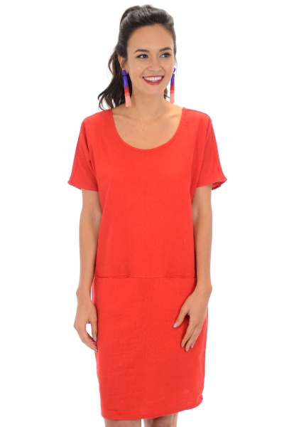 Classic Linen Shift, Red - Dresses w/ Sleeves - Dresses - The Blue Door ...