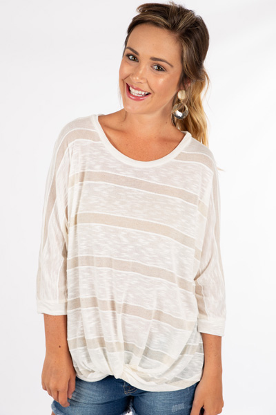 Neutral Stripes Top - Short Sleeve & Sleeveless - Tops - The Blue Door ...