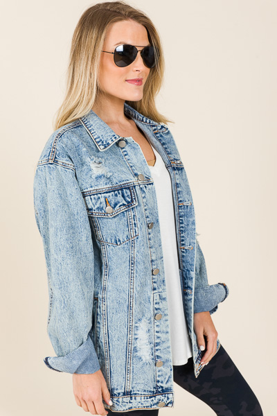 Acid Washed Denim Jacket - Jackets / Coats / Vests / Blazers - Tops ...