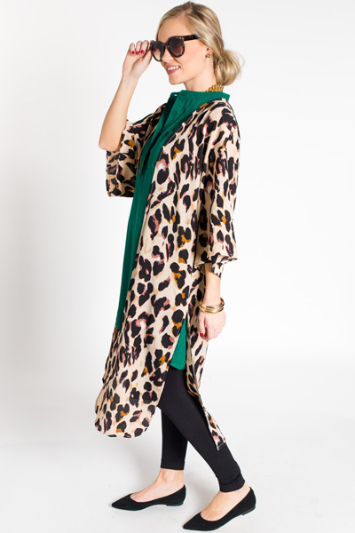 Leopard Crepe Duster - The Blue Door Boutique