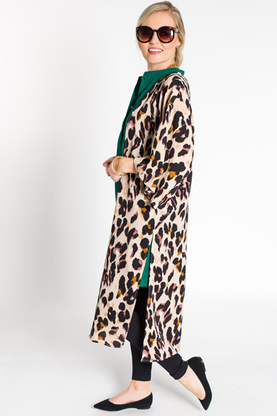 Leopard Crepe Duster - The Blue Door Boutique