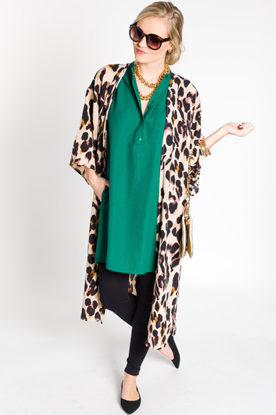 Leopard Crepe Duster - The Blue Door Boutique