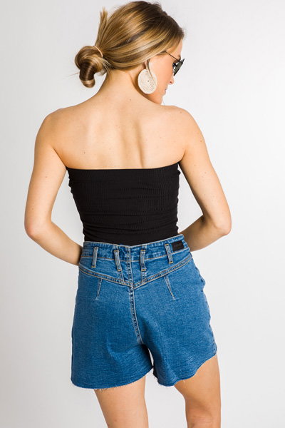 Basic Ribbed Bodysuit, Black - Off Shoulder - Tops - The Blue Door Boutique