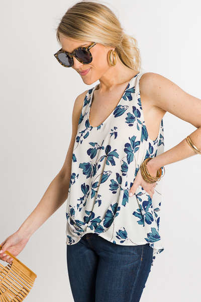 Teal Floral Tank - Sale - The Blue Door Boutique