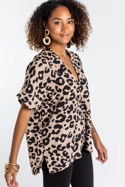 V Seam Top, Spotty Leopard - Short Sleeve & Sleeveless - Tops - The ...