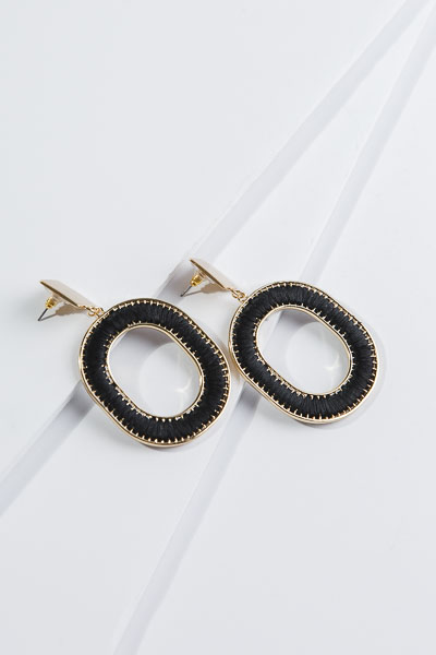 Oval Thread Earring, Black - Accessories - The Blue Door Boutique