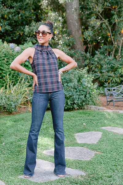 Plaid Button Back Top - The Blue Door Boutique