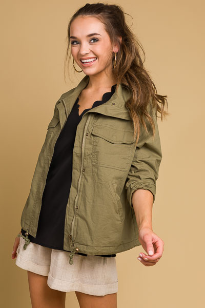 Olive Utility Jacket - SALE - The Blue Door Boutique
