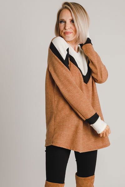 Chevy Brushed Tunic, Camel - 3/4 & Long Sleeve - Tops - The Blue Door ...