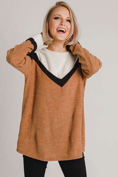 Chevy Brushed Tunic, Camel - 3/4 & Long Sleeve - Tops - The Blue Door ...