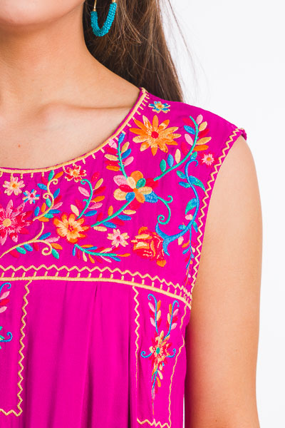 Fiesta Stitched Sundress, Magenta - Dresses - The Blue Door Boutique