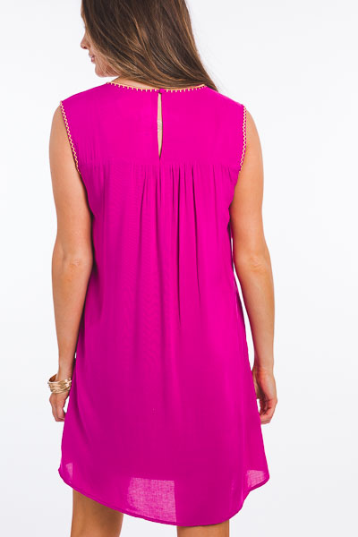 Fiesta Stitched Sundress, Magenta - Dresses - The Blue Door Boutique