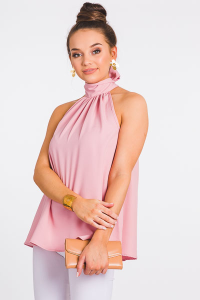 High Halter Top, Dusty Rose - Short Sleeve & Sleeveless - Tops - The ...