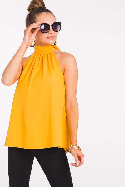 High Halter Top, Marigold - Short Sleeve & Sleeveless - Tops - The Blue ...